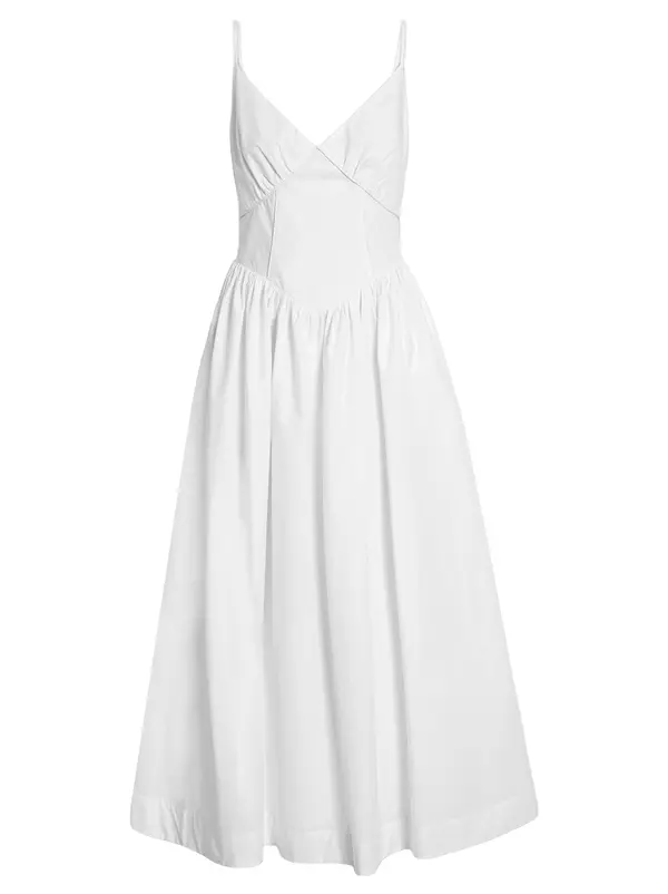 NICHOLAS Cotton-poplin Midi Dress - White