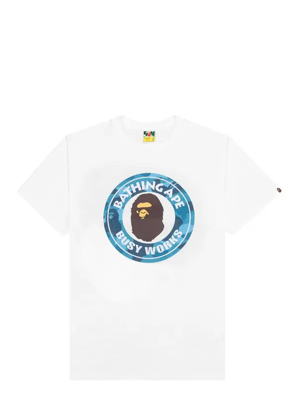 A BATHING APE Honeycomb Camo Busy Works Tee /blue - White