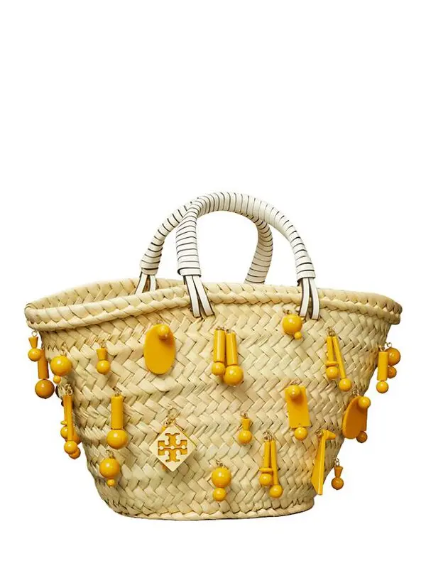 Tory Burch Small Raffia Embroidered Tote - Cassia