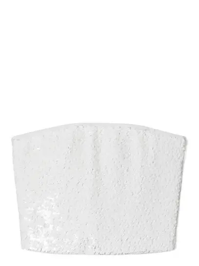 Tory Burch Strapless Sequins Mesh Top - White