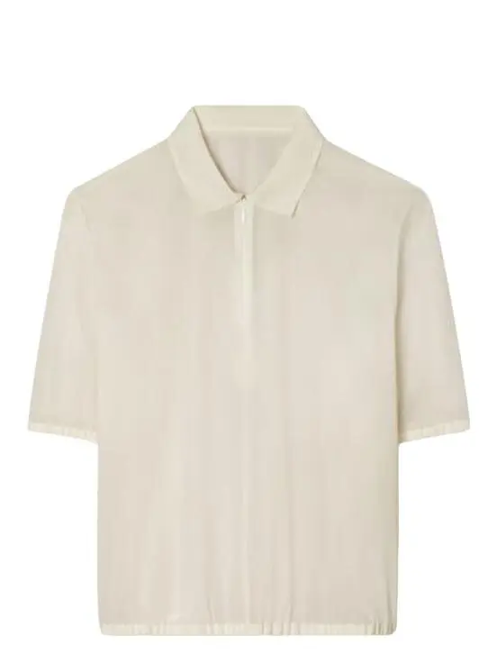 Tory Burch Poplin Zip Polo - Pale Sandstone