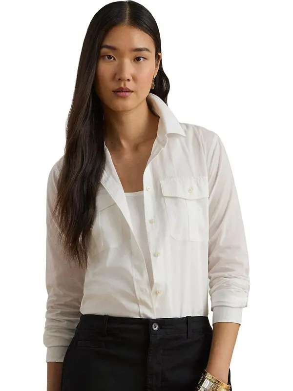 Ralph Lauren Classic Fit Cotton Voile Shirt - White