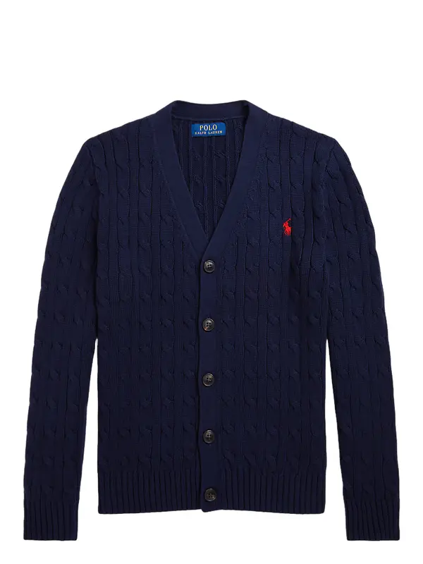 Ralph Lauren Cable-knit Cotton V-neck Cardigan - Rl Navy