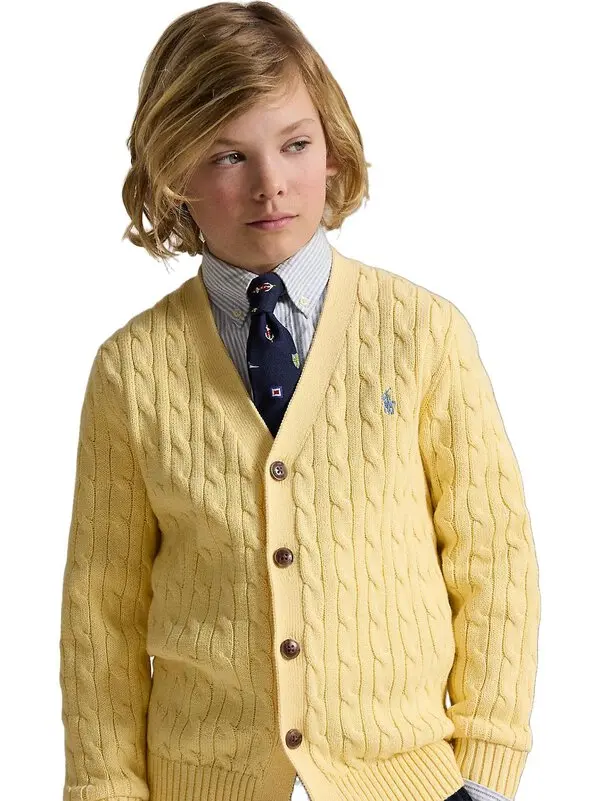 Ralph Lauren Cable-knit Cotton V-neck Cardigan - T Bird Yellow