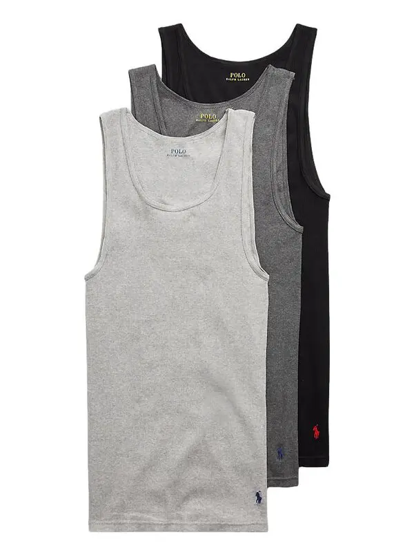 Ralph Lauren Classic Fit Wicking Tank 3-pack - Grey Assorted