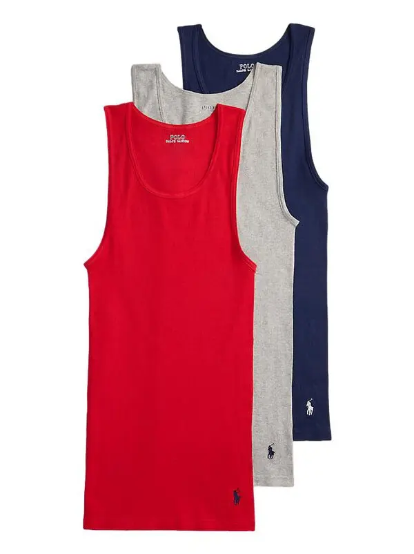 Ralph Lauren Classic Fit Wicking Tank 3-pack - Rl Red/andover Heather