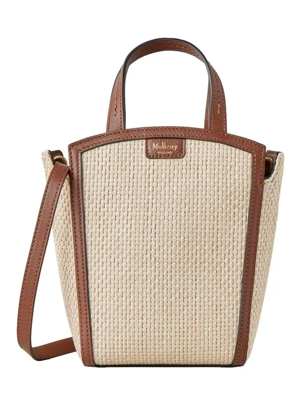 Mulberry Mini Clovelly Raffia Tote - Ecru-bright Oak