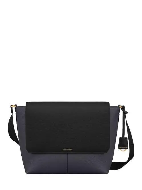 MAISON DE SABRE Leather Flaire Messenger Bag - Graphite Caviar