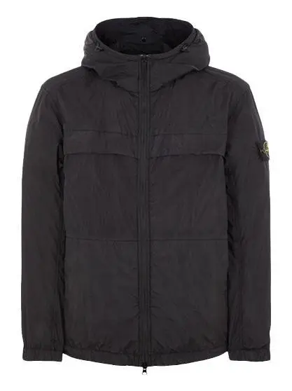 Stone Island Garment Dyed Crinkle Hooded Jacket - Black