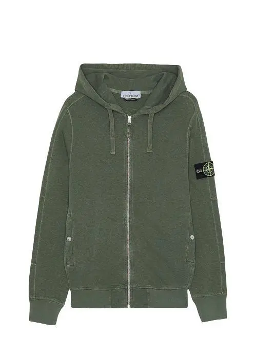 Stone Island Zip Hoodie - Musk Green