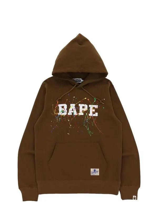A BATHING APE Paint Splatter Pullover Hoodie - Brown
