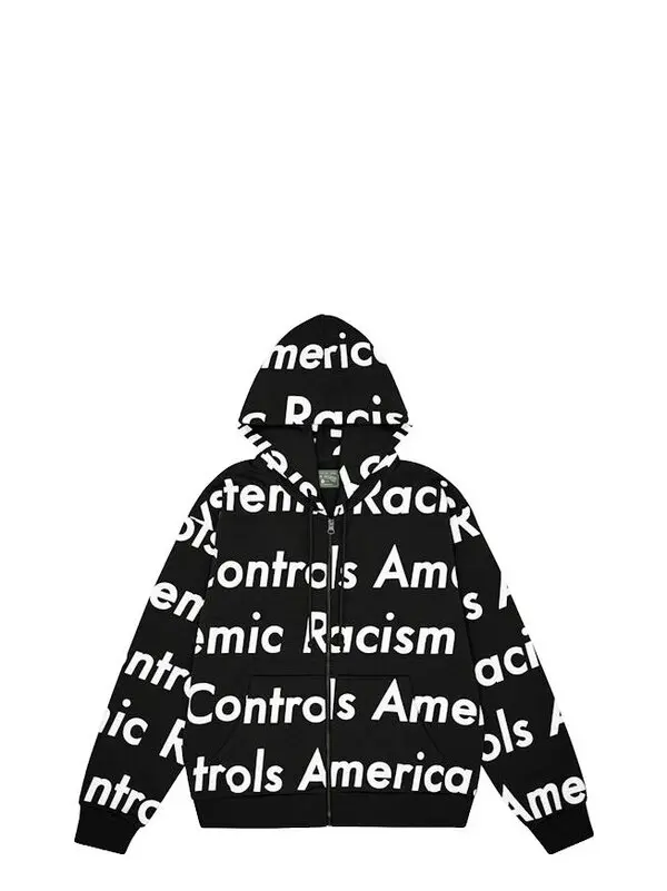 DENIM TEARS X Arthur Raja 'systemic Racism Controls America' Zip Up Hoodie - Black