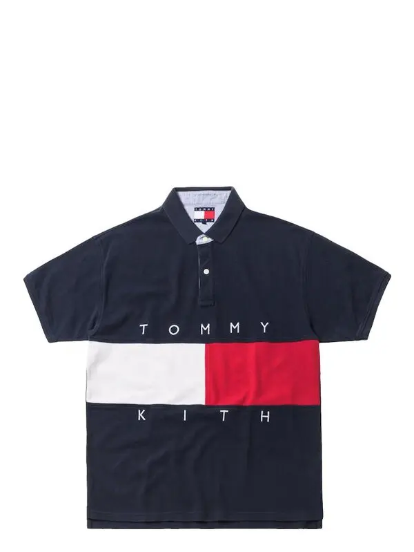 Kith X Tommy Hilfiger Flag Short Sleeve Polo Shirt - Navy Blue