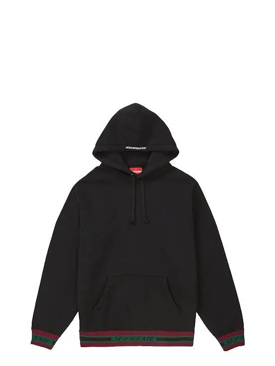 Supreme Striped Rib Hooded Sweatshirt - Black