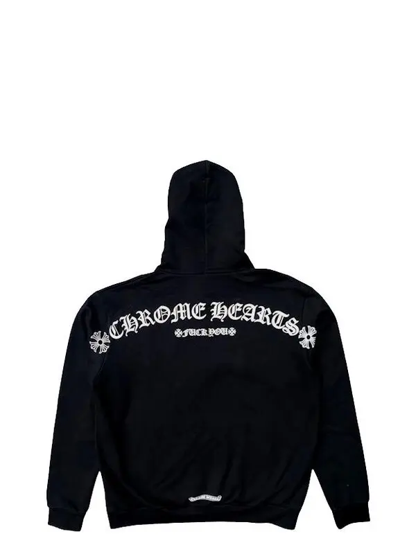 Chrome Hearts Logo Zip Up Hoodie - Black