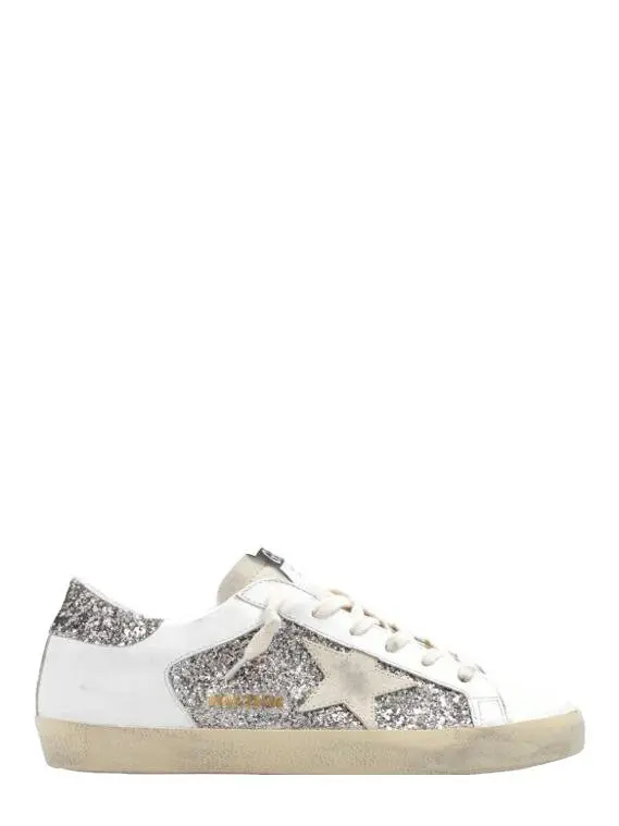 GOLDEN GOOSE Super-star Double Glitter Sneakers - White/silver