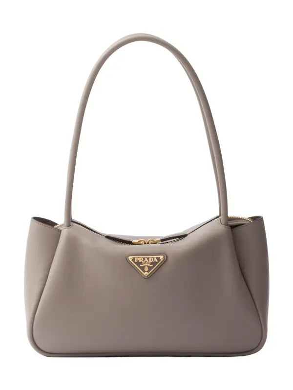 Prada Medium Leather Shoulder Bag - Grey