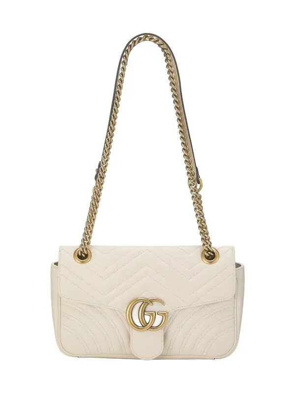 Gucci Leather Gg Marmont Shoulder Bag - White