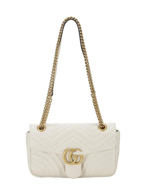 Gucci Leather Gg Marmont Shoulder Bag - White