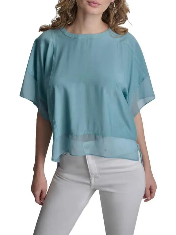 Dkny Mixed Media Top - Cameo Blue