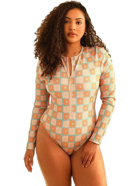 DIPPIN DAISY'S Shoal Front Zipper Long Sleeve One Piece - Daisy Dukes