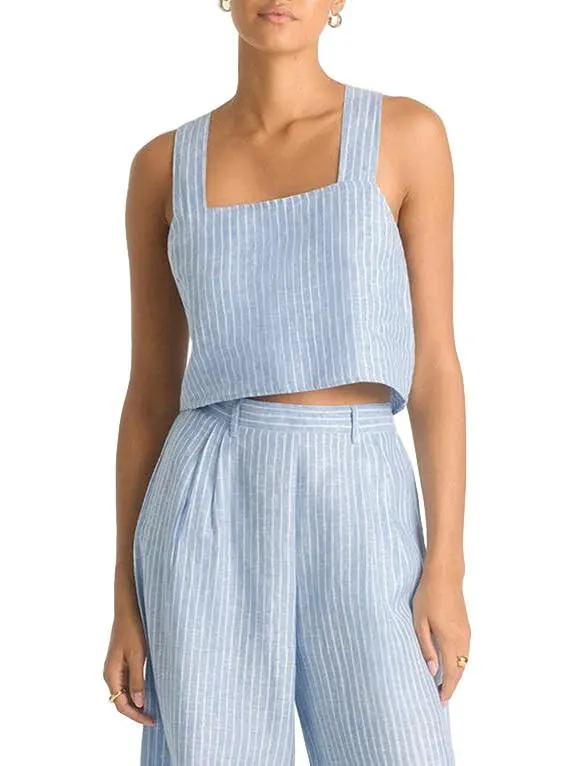 Vitamin A® Tallows Crop Linen Cover-up Top - Summer Stripe