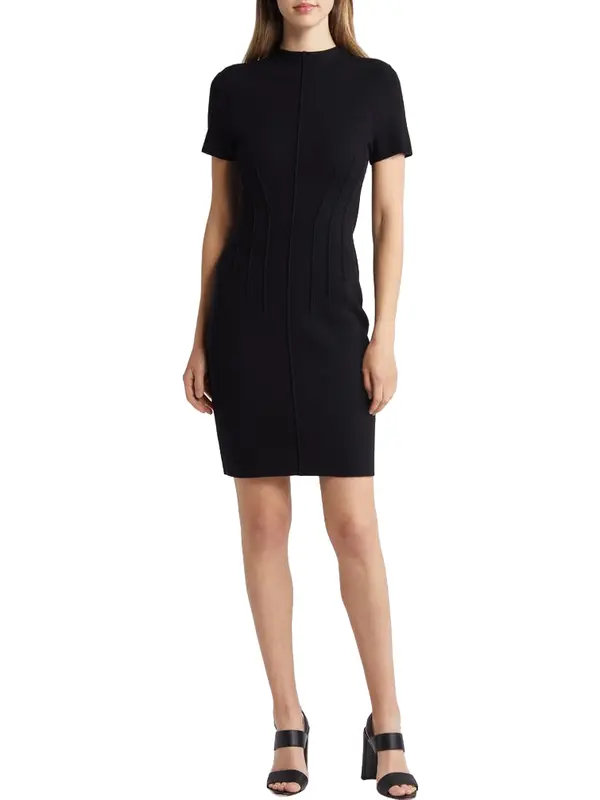 Eliza J Pintuck Fitted Sheath Dress - Black