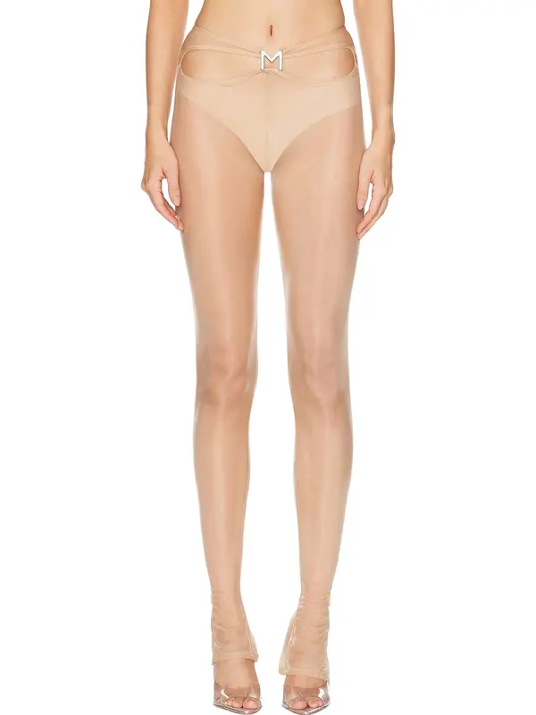 MUGLER Cut Out Skinny Leg Pant In Tan - Beige