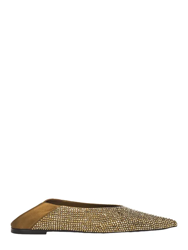 Saint Laurent Carolyn Slipper - Kaki & Starlight Gold