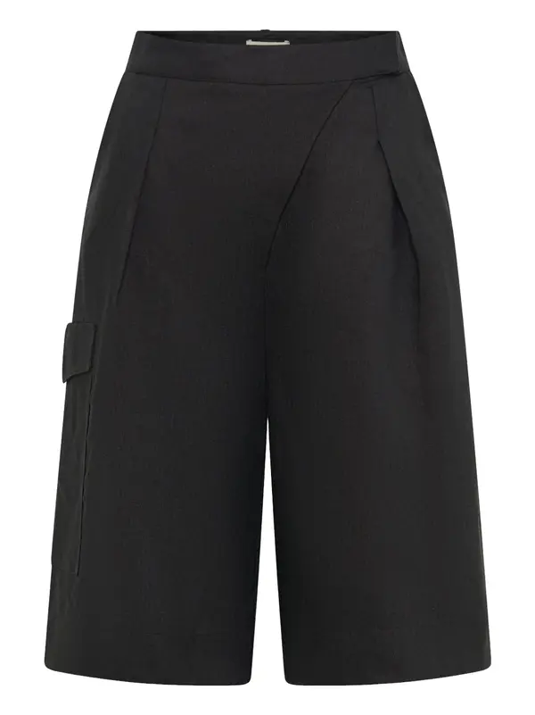 NICHOLAS Imani Overlapped Bermuda Shorts - Black