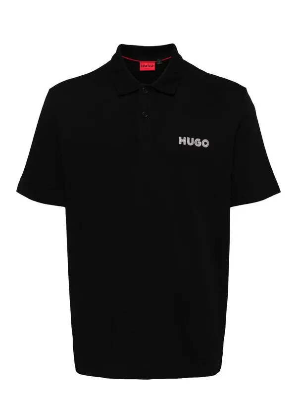 Hugo Drocholo Cotton Polo Shirt - Black