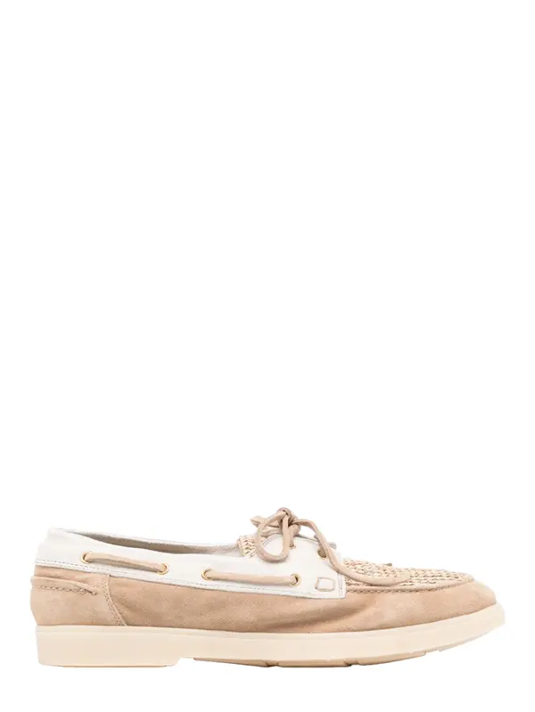 Eleventy Woven-panel Boat Shoes - Neutrals