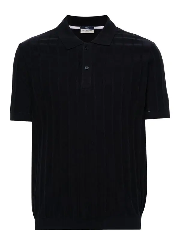 Paul & Shark Ribbed Fine-knit Polo Shirt - Blue