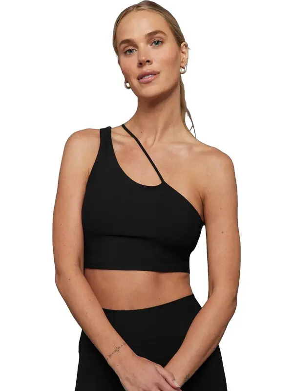 Carbon38 One Shoulder Convertible Bra Top In Melt - Black