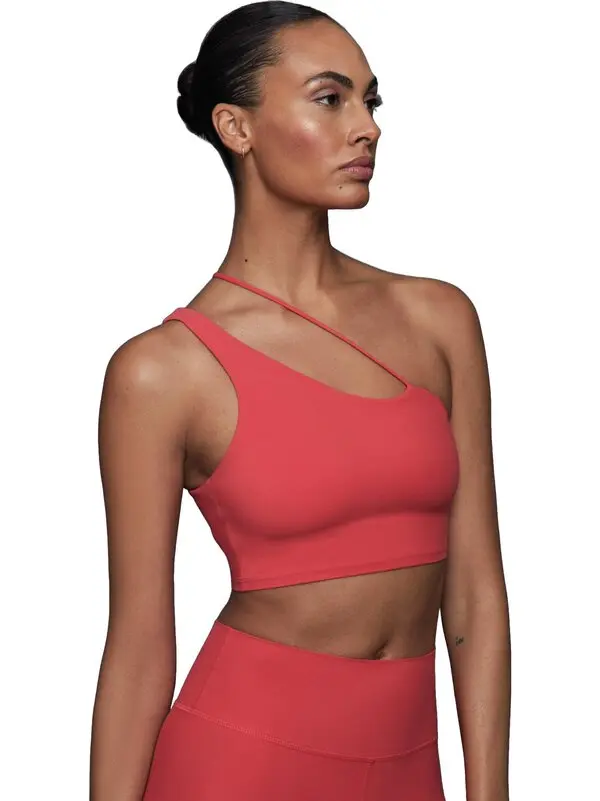 Carbon38 One Shoulder Convertible Bra Top In Melt - Tomato