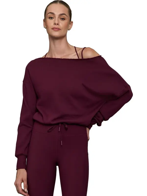 Carbon38 Off-shoulder French Terry Sweatshirt - Fig