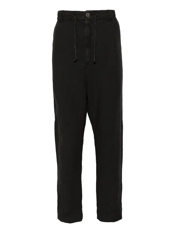 POÈME BOHÉMIEN Linen Straight Trousers - Grey