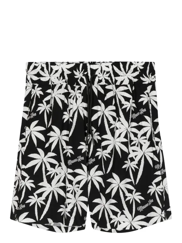 MAUNA KEA Palm Tree-print Track Shorts - Black