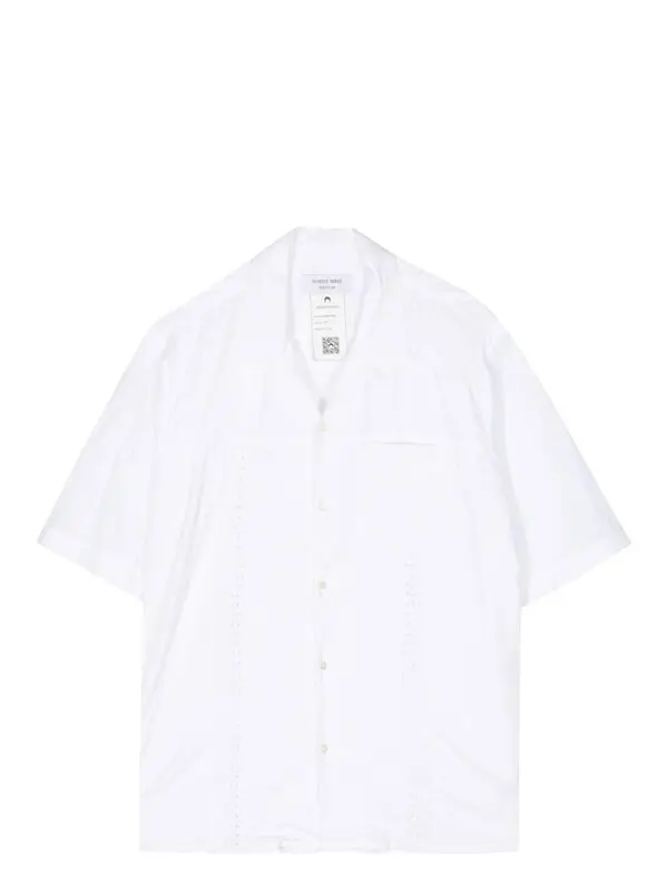 MARINE SERRE Lace-detail Cotton Shirt - White