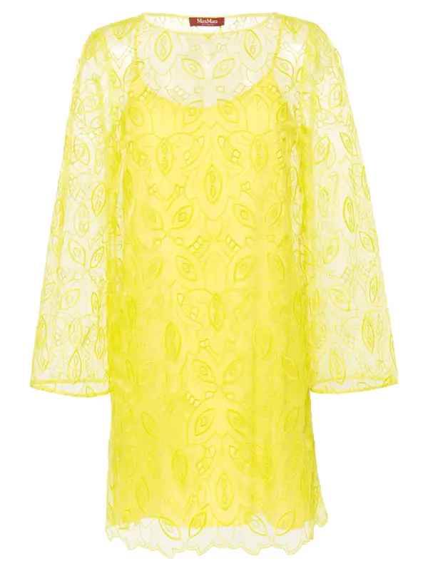 Max Mara Bracco Motif-embroidered Midi Dress - Yellow