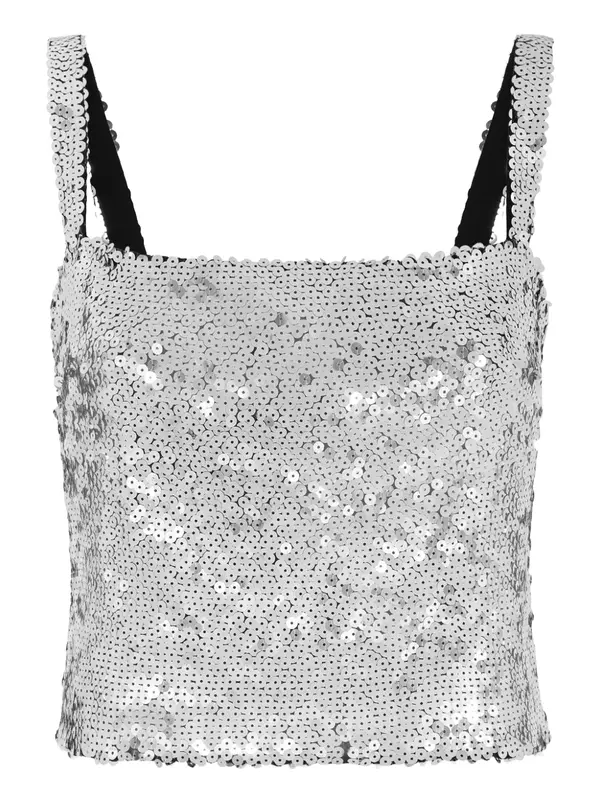 Dolce & Gabbana Sequin-embellished Cropped Top - Silver