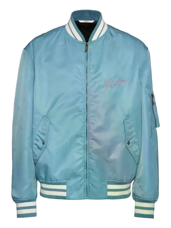 Valentino Garavani Ribbed Bomber Jacket - Blue
