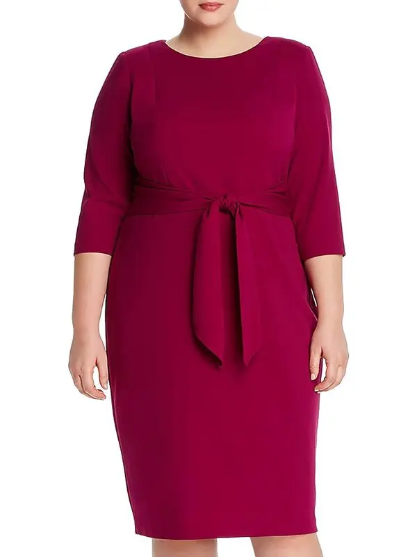 Adrianna Papell Tie-waist Knee Length Dress - Wildberry