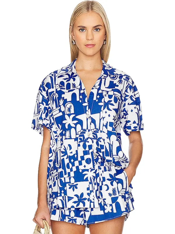 Show Me Your Mumu Parker Button Down - Santorini Escape
