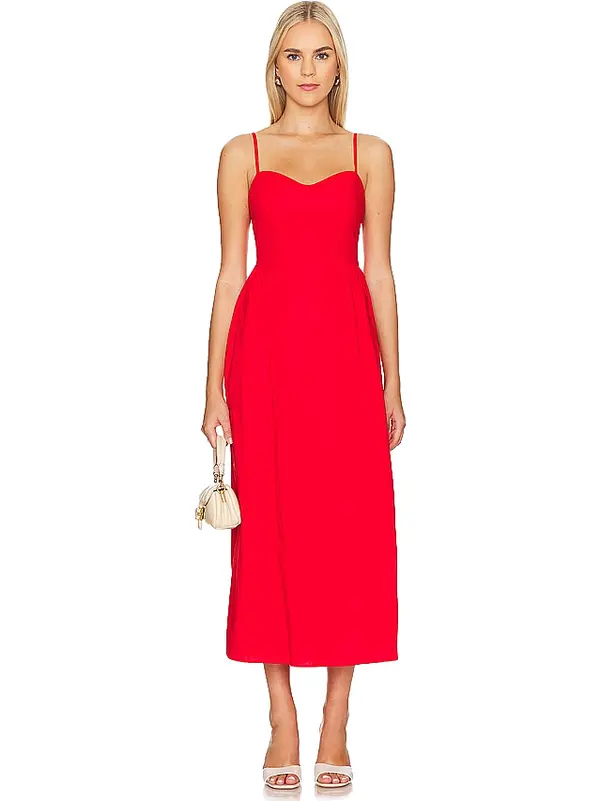 Show Me Your Mumu Allegra Midi Dress - Cherry Poplin