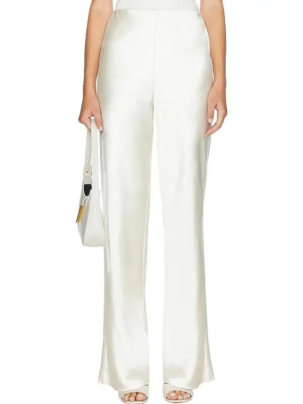 L'academie Etienne Wide Leg Satin Pants - Ivory