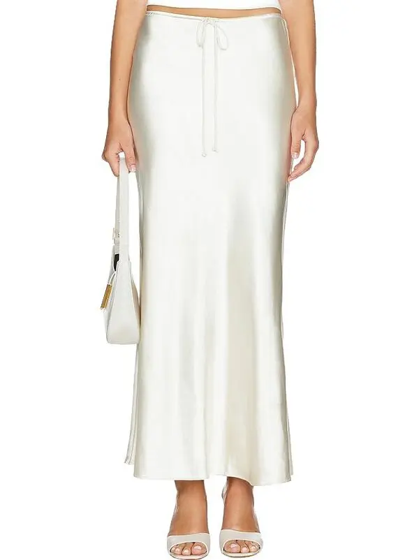 L'academie Etienne Satin Midi Skirt - Ivory