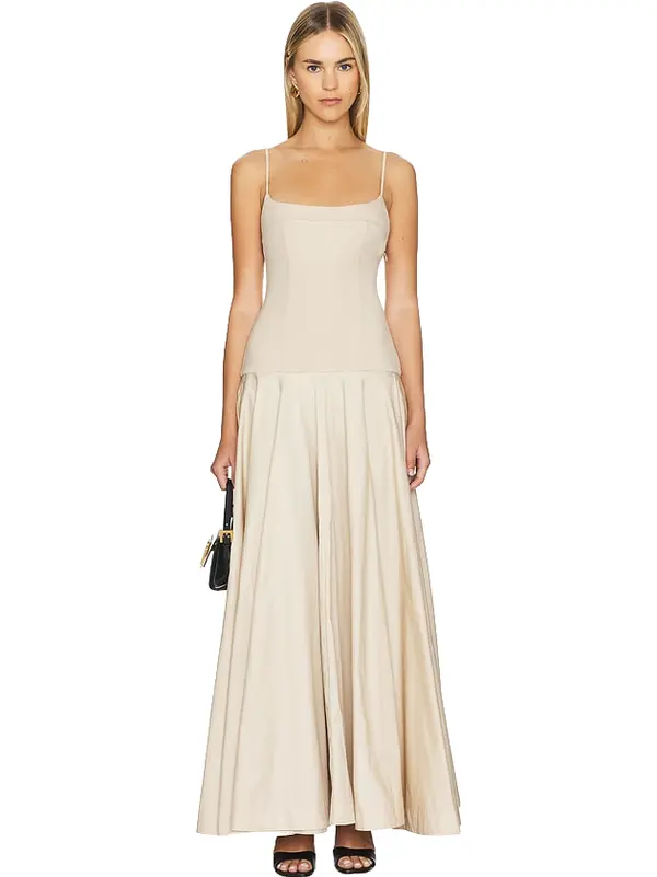 L'academie By Marianna Laure Maxi Dress - Light Beige