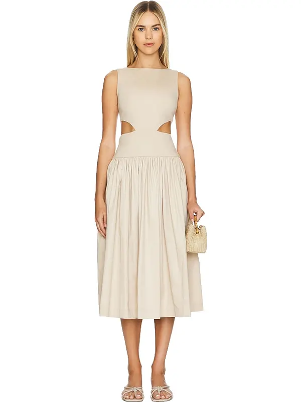 L'academie By Marianna Natalina Midi Dress - Light Beige