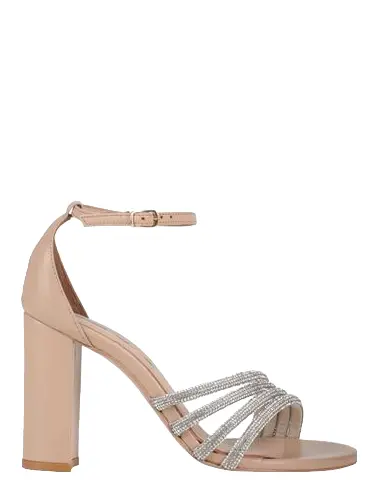 PAOLO MATTEI Leather Crystal Sandals - Pink